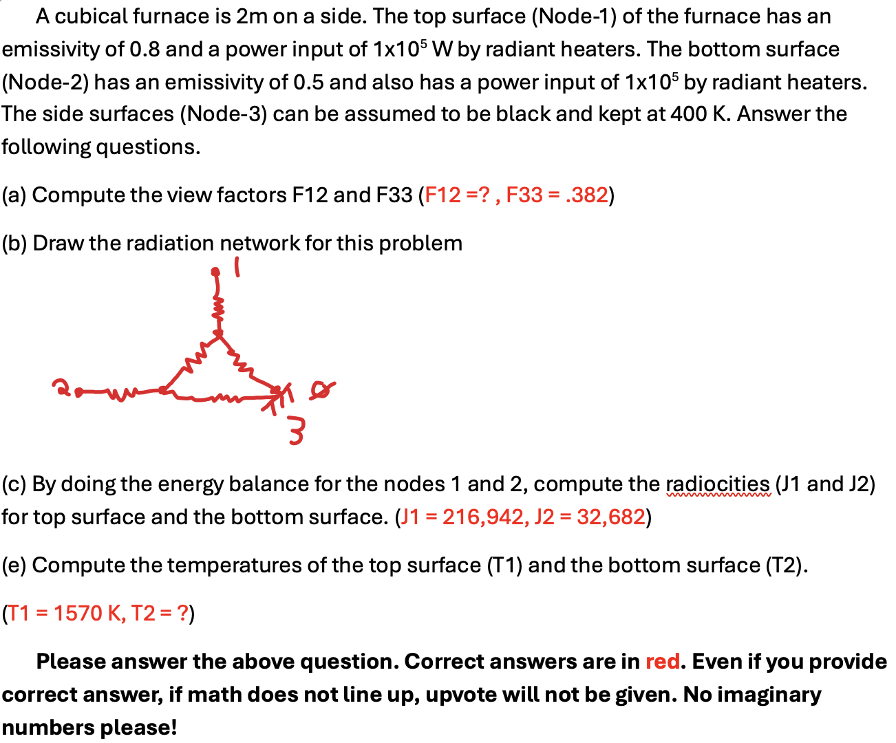 Solved A cubical furnace is 2m on ﻿a side. The top surface | Chegg.com
