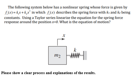 Solved The following system below has a nonlinear spring | Chegg.com