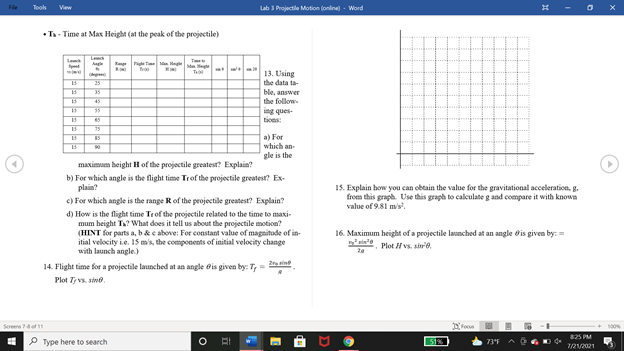 Solved LAB: PROJECTILE MOTION Learning Goals: Draw motion | Chegg.com