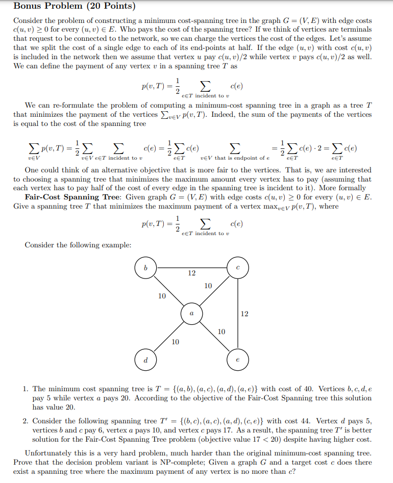 Consider the problem of constructing a minimum | Chegg.com