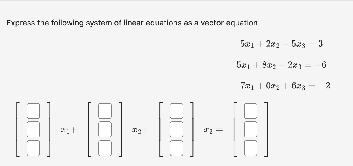 Solved Express the following system of linear equations as a | Chegg.com