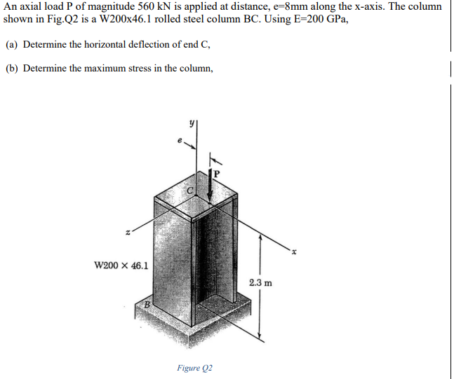 Solved An axial load P of magnitude 560kN is applied at | Chegg.com