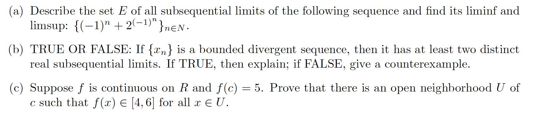 Solved (a) Describe the set E of all subsequential limits of | Chegg.com