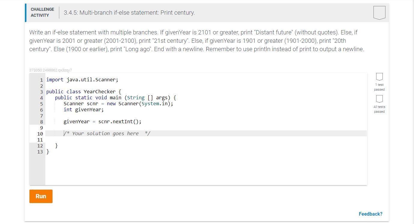 Solved CHALLENGE ACTIVITY 3.4.5: Multi-branch if-else | Chegg.com