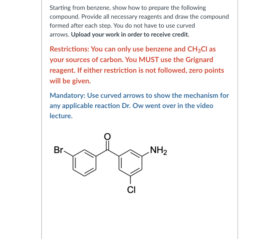 Solved Starting from benzene, show how to prepare the | Chegg.com
