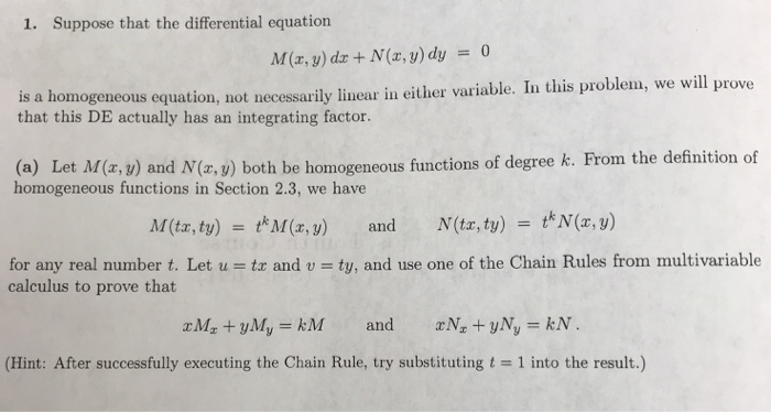 Solved 1. Suppose that the differential equation a | Chegg.com