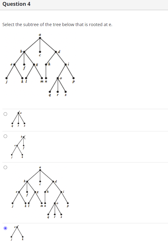 Select the subtree of the tree below that is rooted | Chegg.com