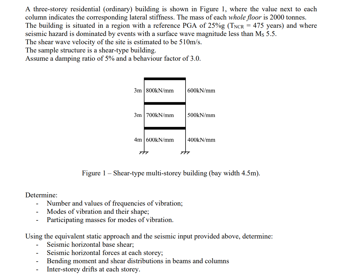 Solved A three-storey residential (ordinary) building is | Chegg.com