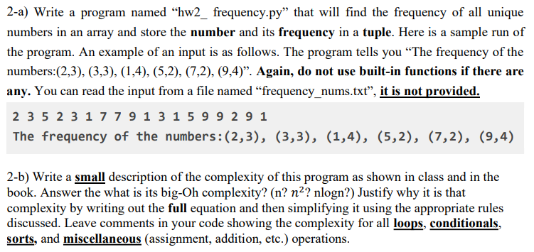 Solved 2 A Write A Program Named Hw2 Frequencypy That 1595