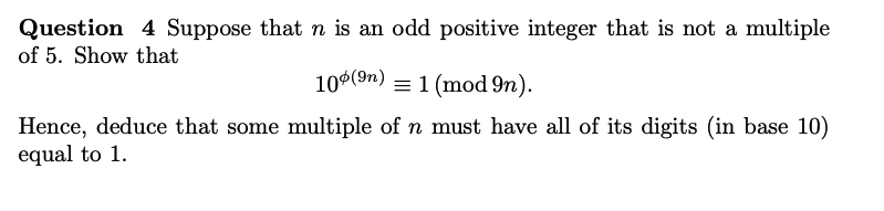 Solved Question 4 Suppose that n is an odd positive integer | Chegg.com