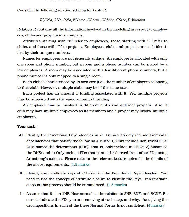 Solved Consider the following relation schema for table R : | Chegg.com
