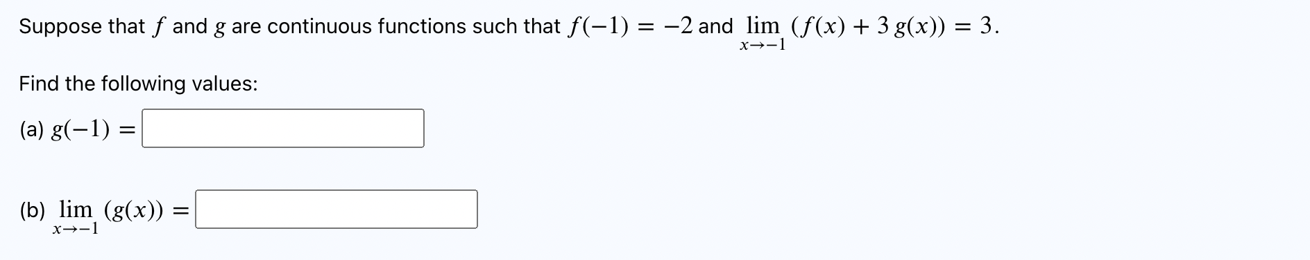 Solved Suppose that f and g are continuous functions such | Chegg.com