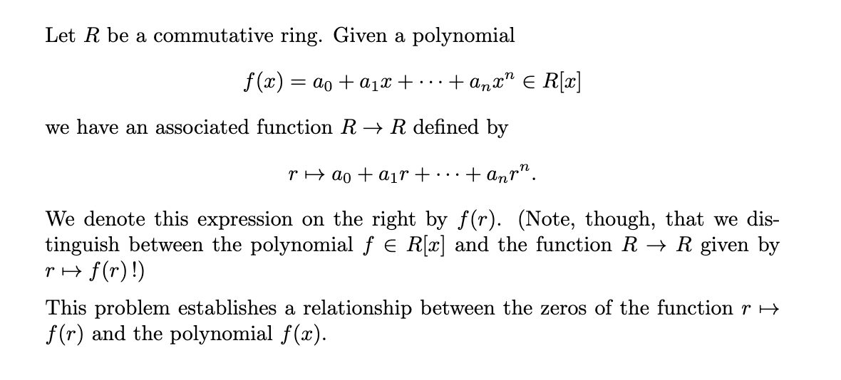 Let R be a commutative ring. Given a polynomial | Chegg.com