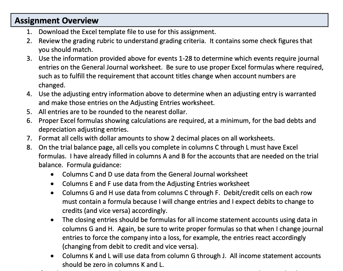 Assignment Overview 1. Download the Excel template | Chegg.com