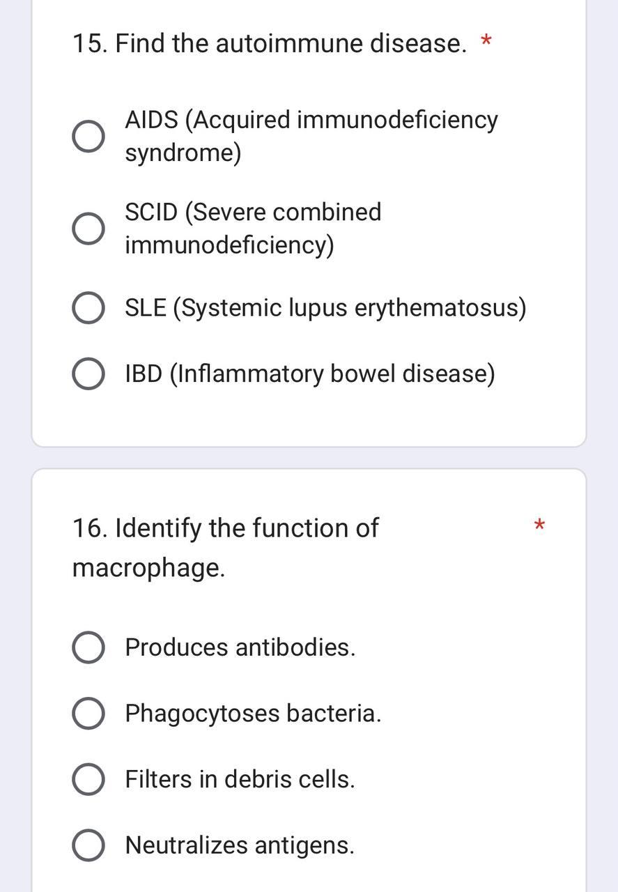 Solved 15. Find the autoimmune disease. * AIDS (Acquired | Chegg.com
