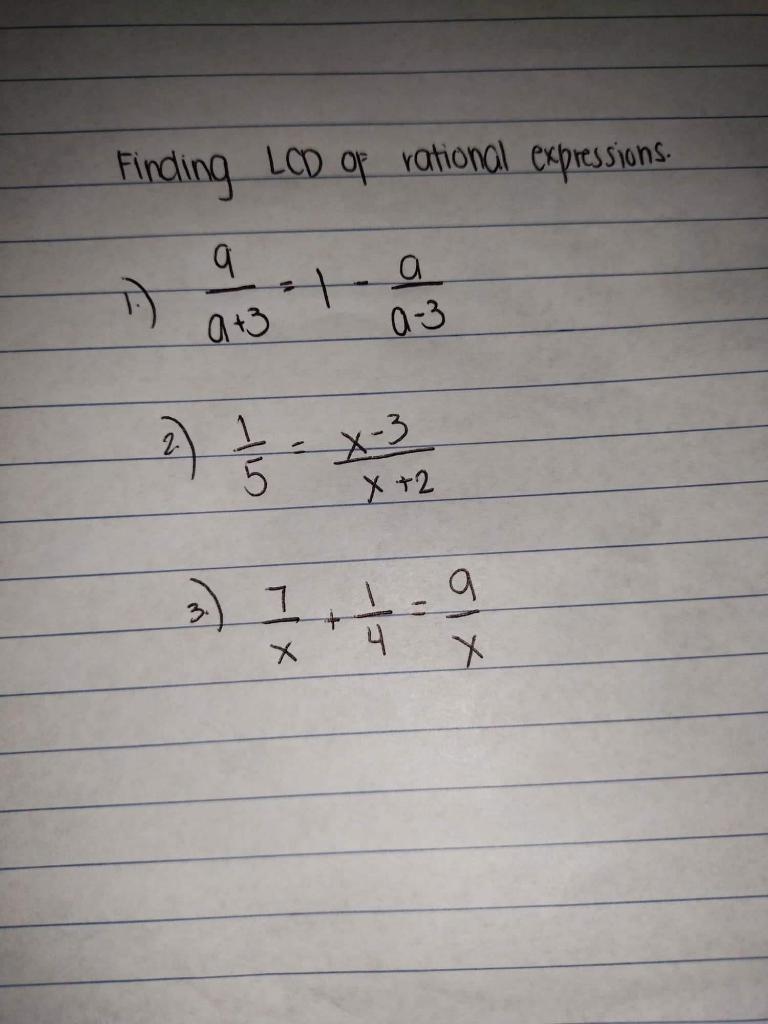 Solved Finding LCD of rational expressions. 1.) a+3a=1−a−3a | Chegg.com