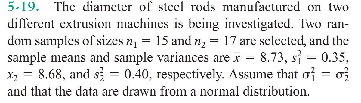 Solved 5-56. Consider the diameter data in Exercise 5-19. | Chegg.com