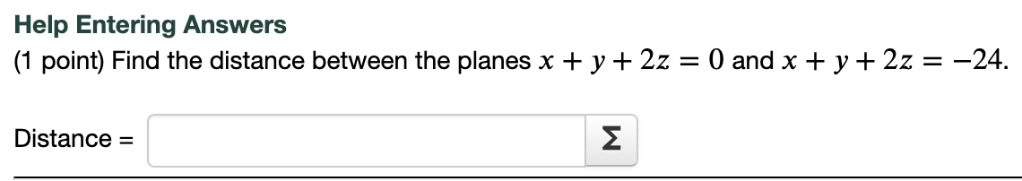 Solved Help Entering Answers(1 ﻿point) ﻿Find the distance | Chegg.com