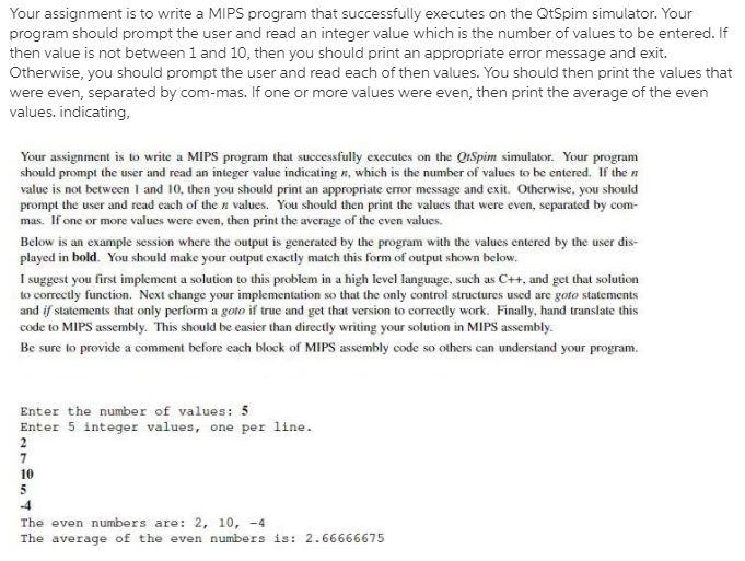 Solved Your assignment is to write a MIPS program that | Chegg.com