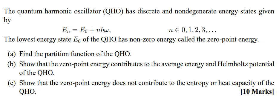 Solved The quantum harmonic oscillator (QHO) has discrete | Chegg.com