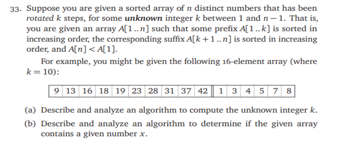 Solved 33. Suppose you are given a sorted array of n | Chegg.com