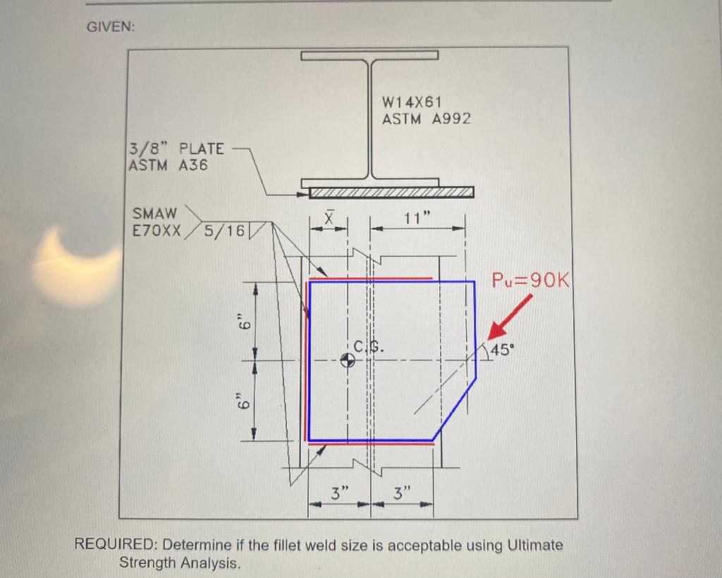 Solved GIVEN: W14X61 ASTM A992 3/8" PLATE ASTM A36 SMAW | Chegg.com