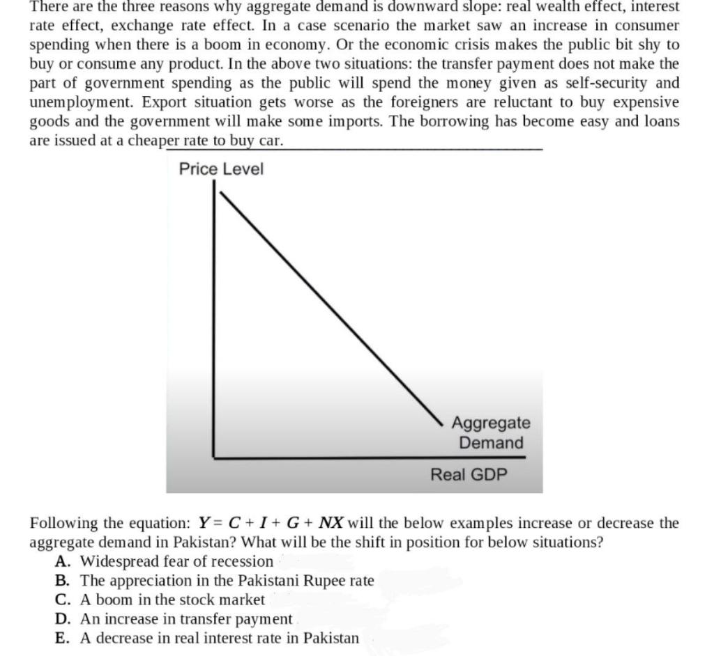 Solved There are the three reasons why aggregate demand is | Chegg.com