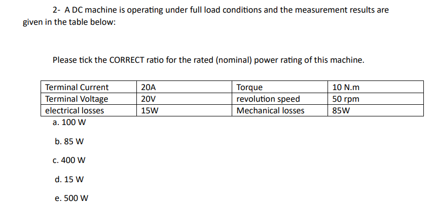 Solved 2- A DC machine is operating under full load | Chegg.com