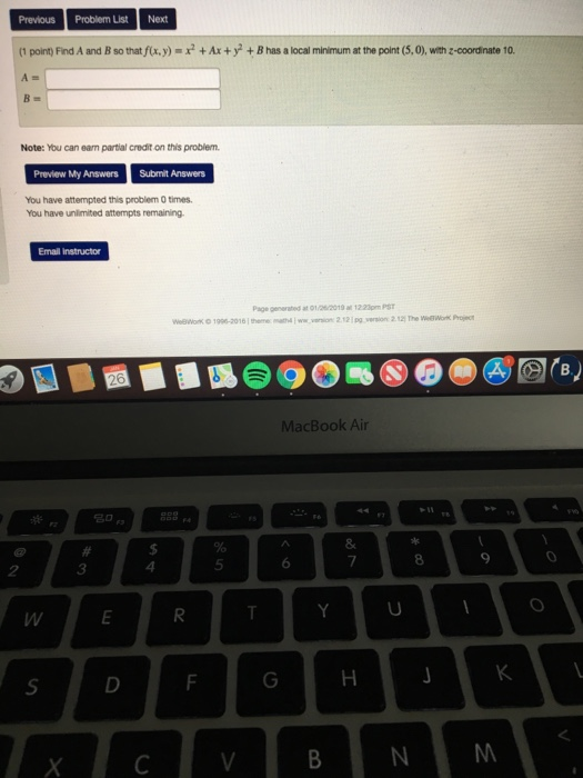 Solved PreviousProblem List Next (1 point) Find A and B so | Chegg.com