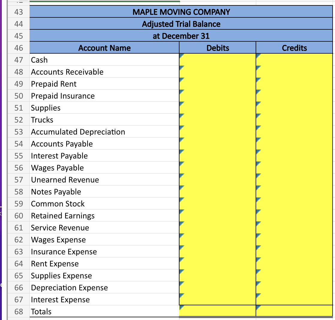 Solved Reporting Adjusted Account BalancesMaple Moving | Chegg.com