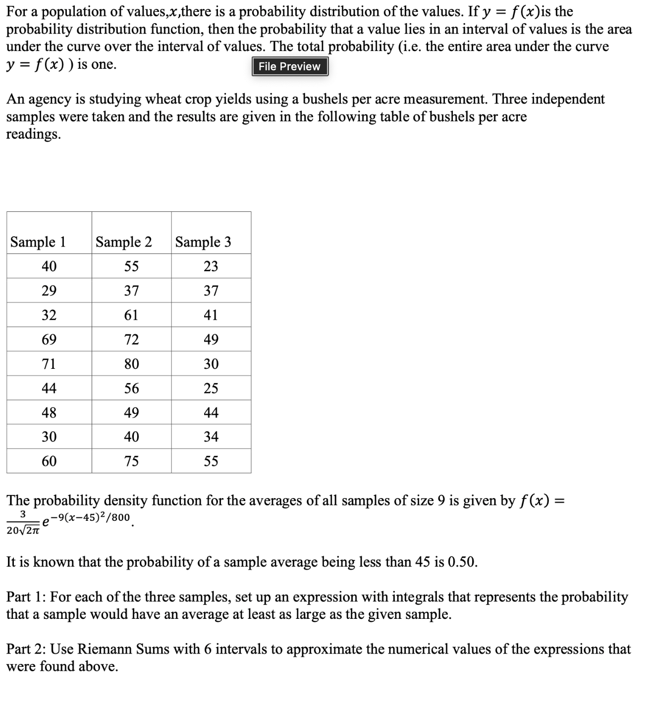 Solved For a population of values,x,there is a probability | Chegg.com
