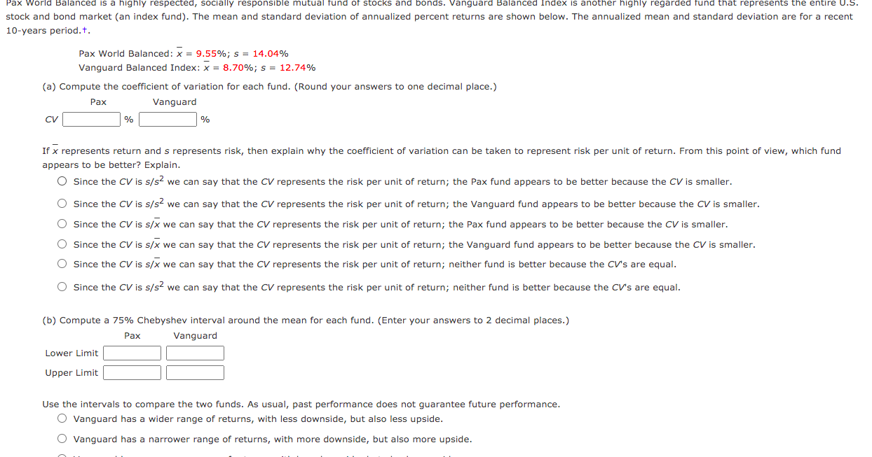 Solved Pax World Balanced is a highly respected, socially | Chegg.com
