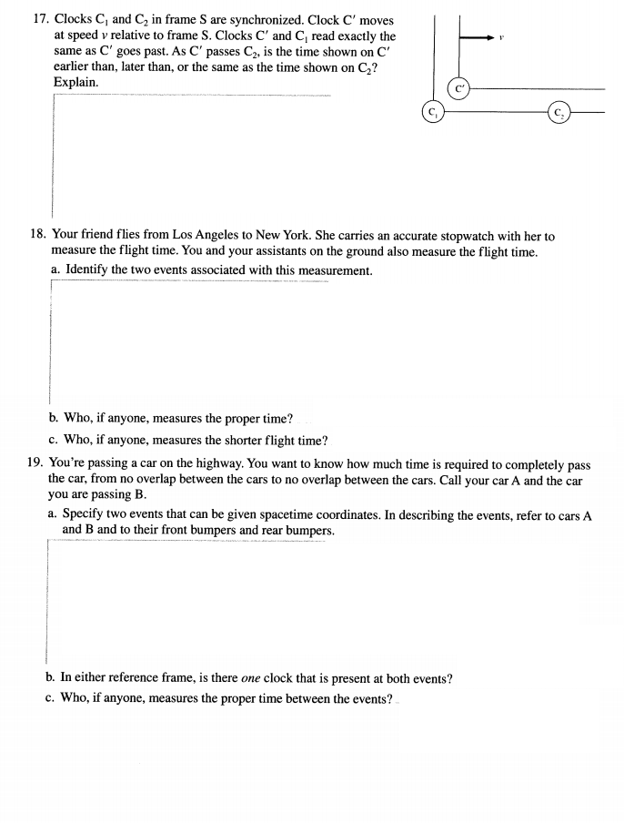 Solved 17. Clocks C, and C in frame S are synchronized. | Chegg.com