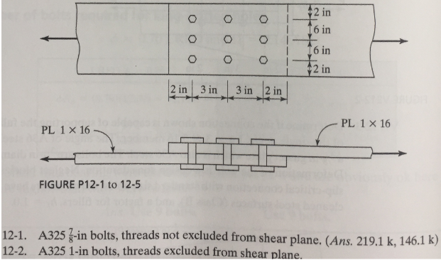 Solved 12-1. A325 87-in bolts, threads not excluded from | Chegg.com