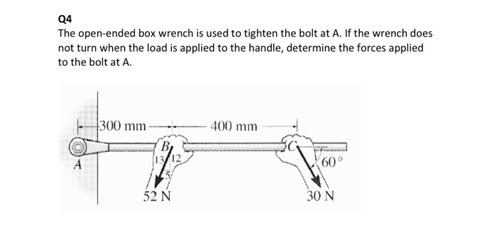 Solved Q4 The open-ended box wrench is used to tighten the | Chegg.com