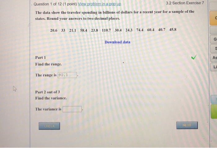 Solved . Question 1 of 12 (1 point) View problem in a pop-up | Chegg.com