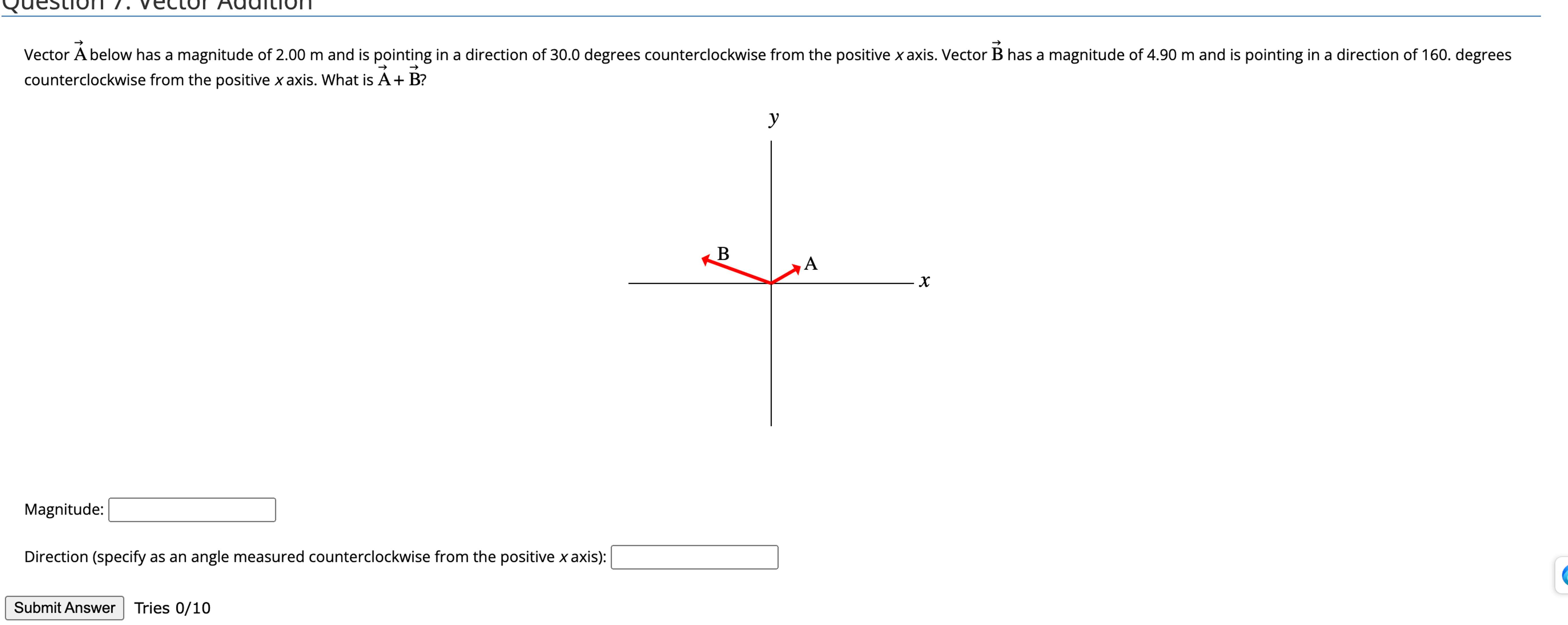 Solved counterclockwise from the positive x ﻿axis. What is | Chegg.com