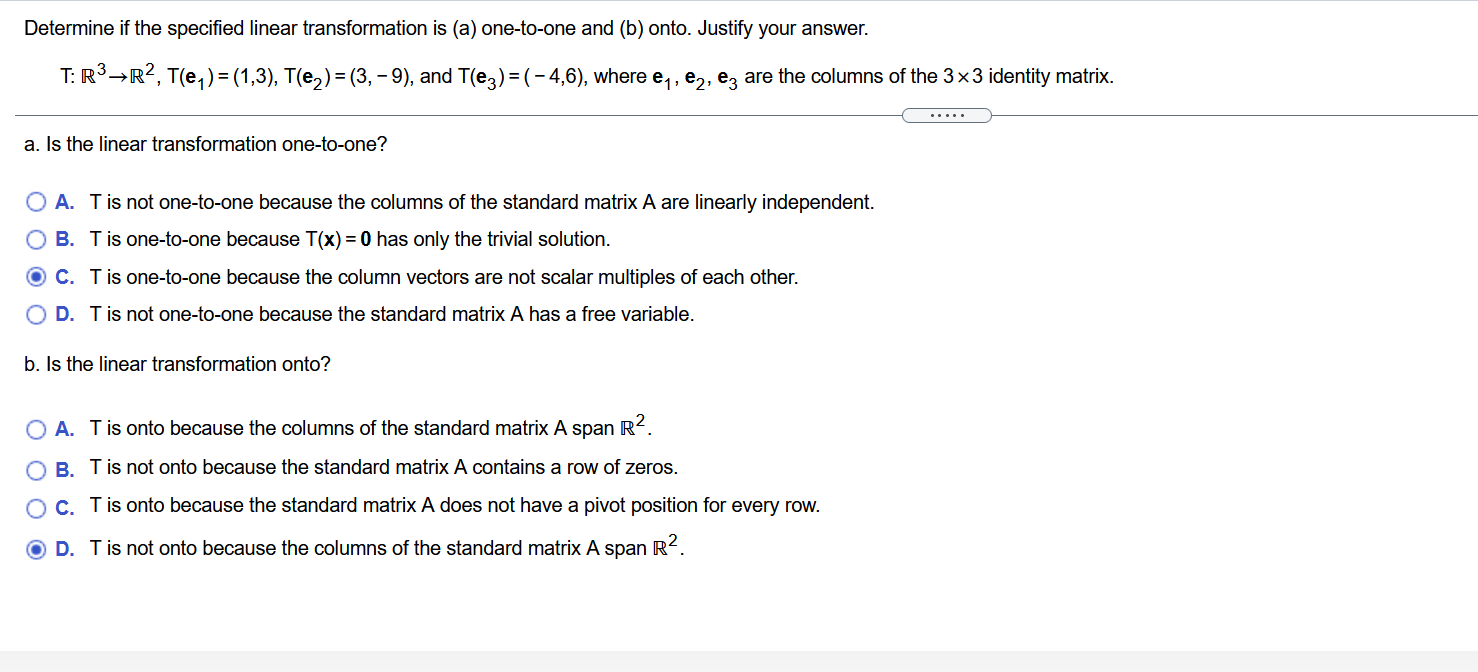 Solved Determine if the specified linear transformation is | Chegg.com