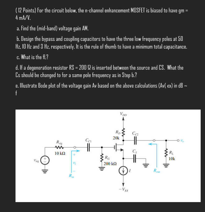 Solved ( 12 Points) For the circuit below, the n-channel | Chegg.com