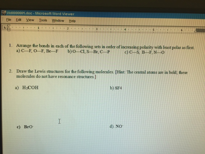 Solved Arrange the bonds in each of die following sets in | Chegg.com