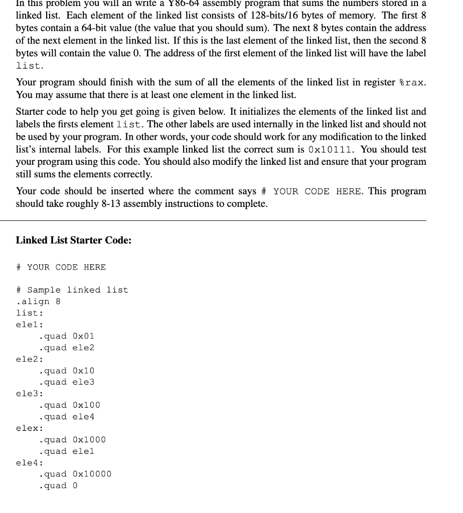 In this problem you will an write a Y86-64 assembly | Chegg.com