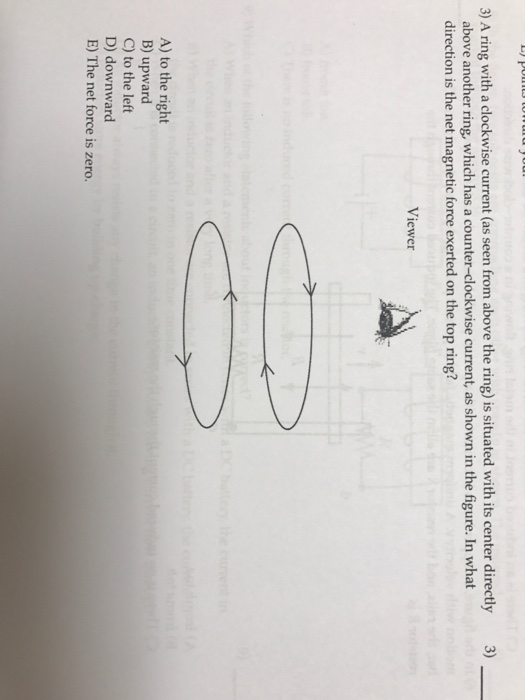 Solved A ring with a clockwise current (as seen from above | Chegg.com