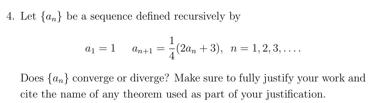 Let {an} be ﻿a sequence defined recursively | Chegg.com