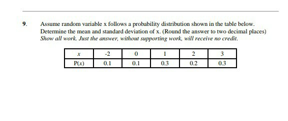 Solved 9. Assume random variable x follows a probability | Chegg.com