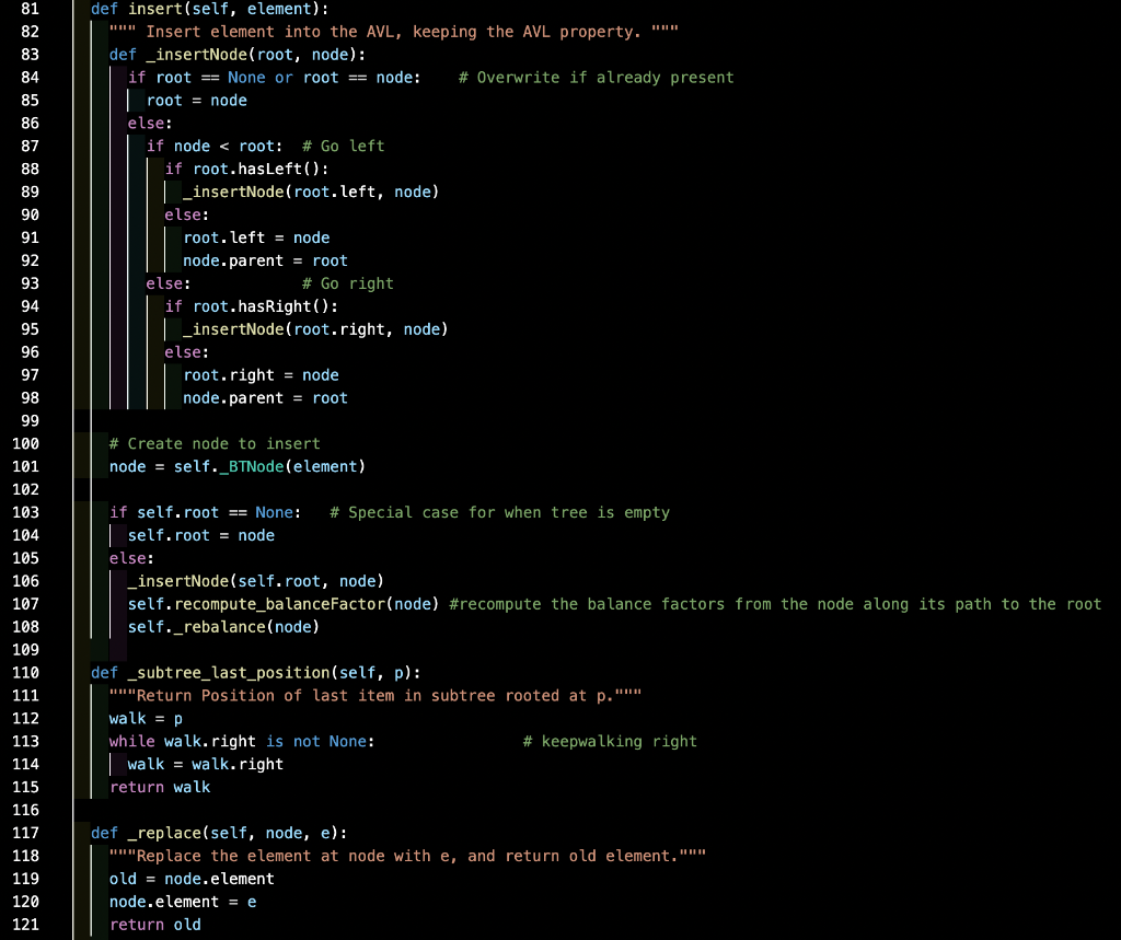 Solved In the AVL implementation form the textbook, each | Chegg.com