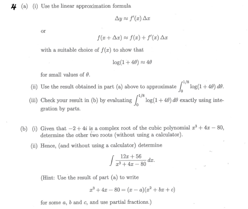 Solved (a) (i) Use the linear approximation formula | Chegg.com