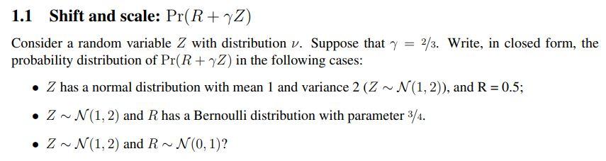 Solved = 1.1 Shift and scale: Pr(R+72) Consider a random | Chegg.com