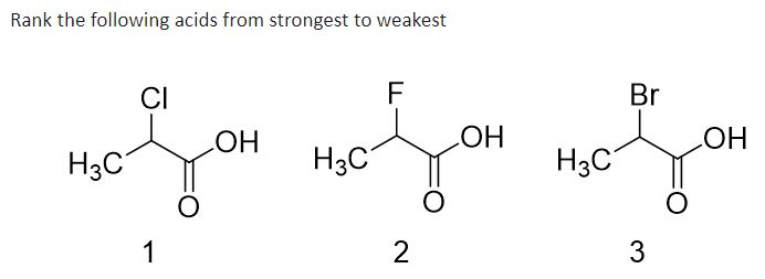 Solved Rank the following acids from strongest to weakest 1 | Chegg.com