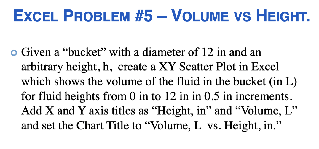 Solved ExCEL Problem \#4 - Total FiLl Time vs VOLUME For | Chegg.com