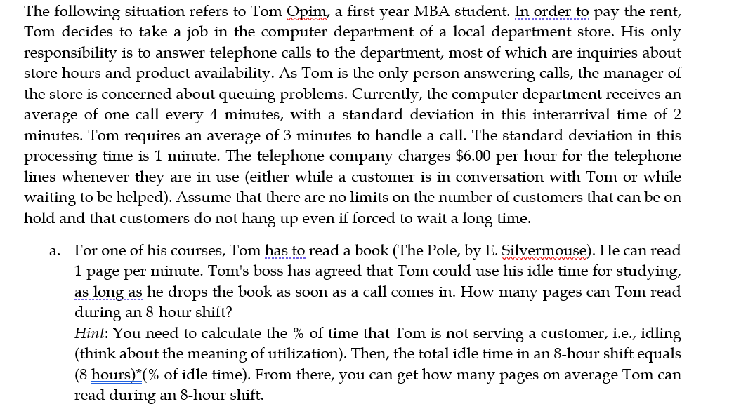 Solved The following situation refers to Tom Opim, a | Chegg.com